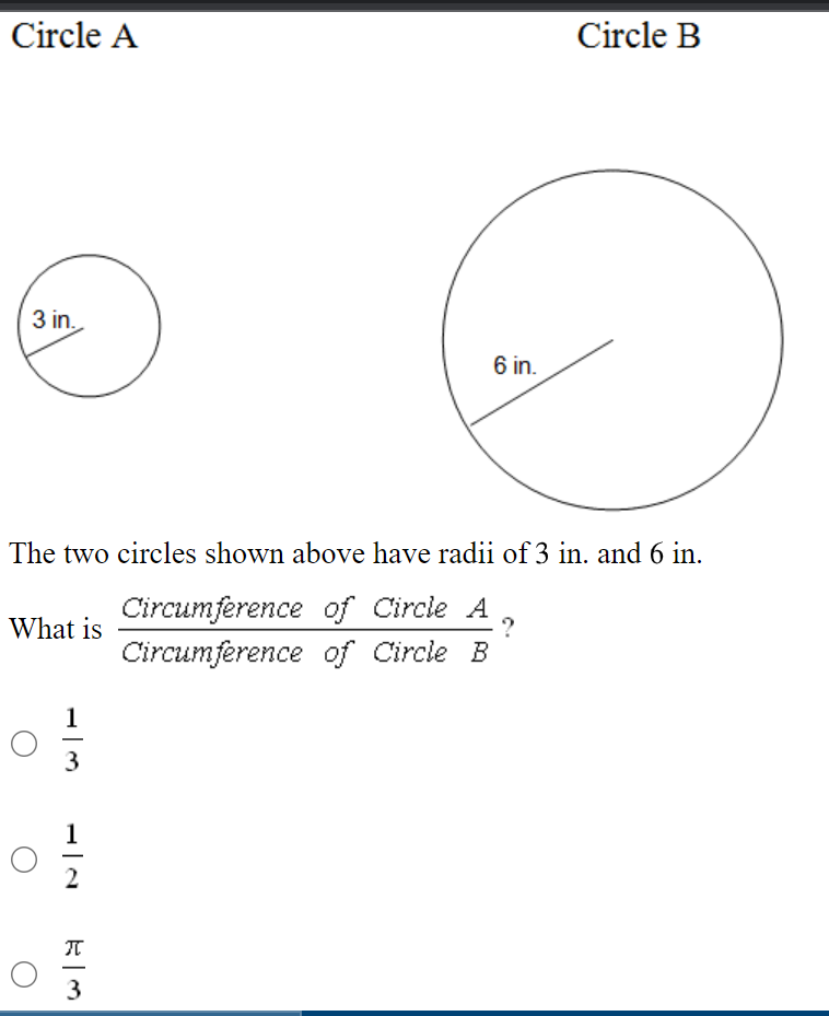 Solved Circle A Circle B 3 in. 6 in. The two circles shown | Chegg.com