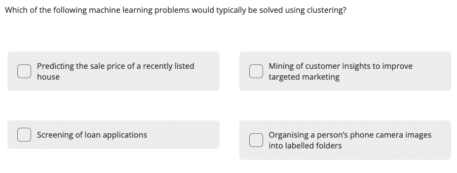 Solved Which of the following machine learning problems | Chegg.com