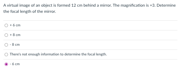 Solved A virtual image of an object is formed 12 cm behind a | Chegg.com