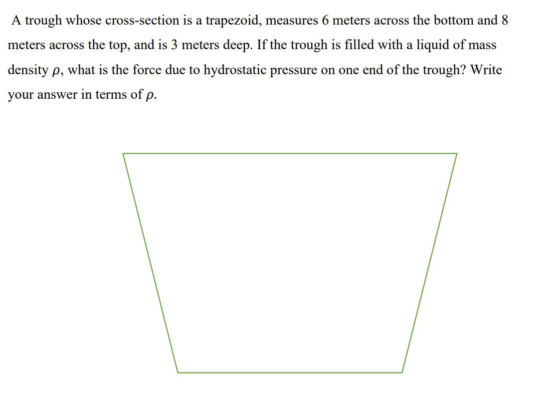 Solved A trough whose cross-section is a trapezoid, measures | Chegg.com