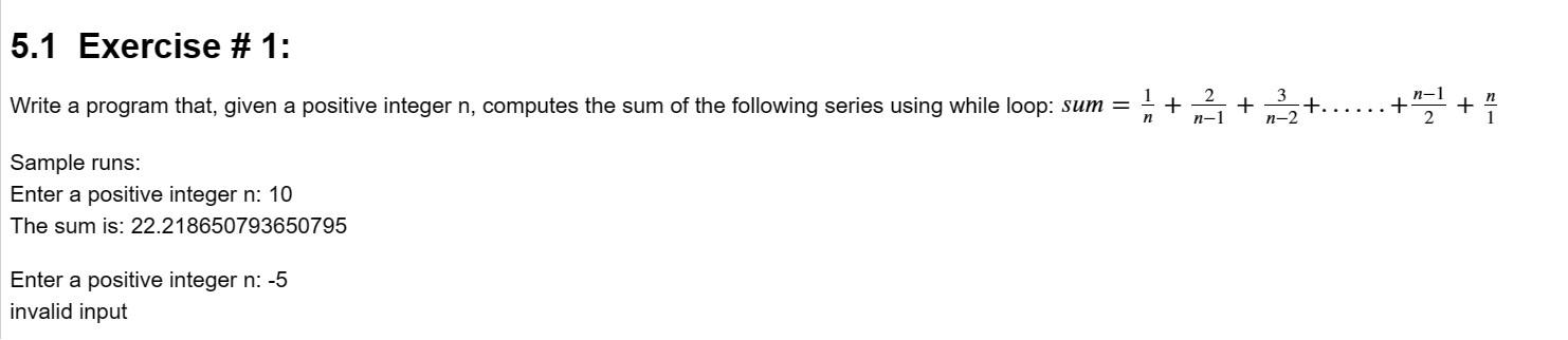 Solved Write a program that, given a positive integer n, | Chegg.com