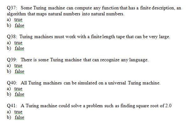 Solved Q37: Some Turing machine can compute any function | Chegg.com
