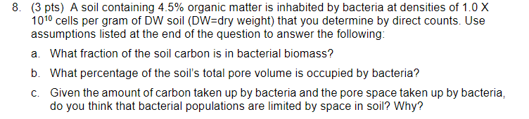 Solved Assumptions: Bacteria: - average cell volume is | Chegg.com