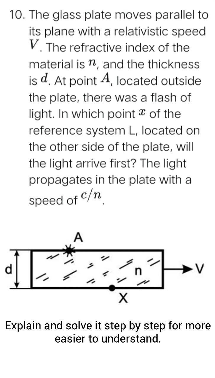 Solved 10. The glass plate moves parallel to its plane with | Chegg.com