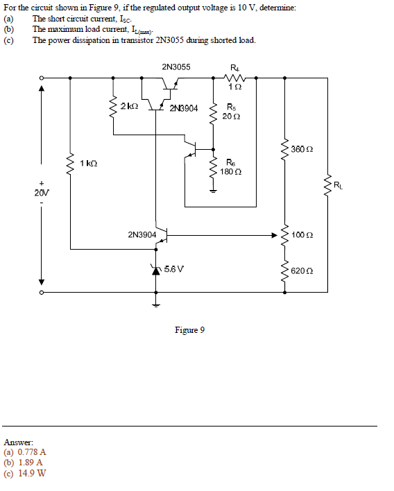 Solved For the circuit shown in Figure 9, if the regulated | Chegg.com