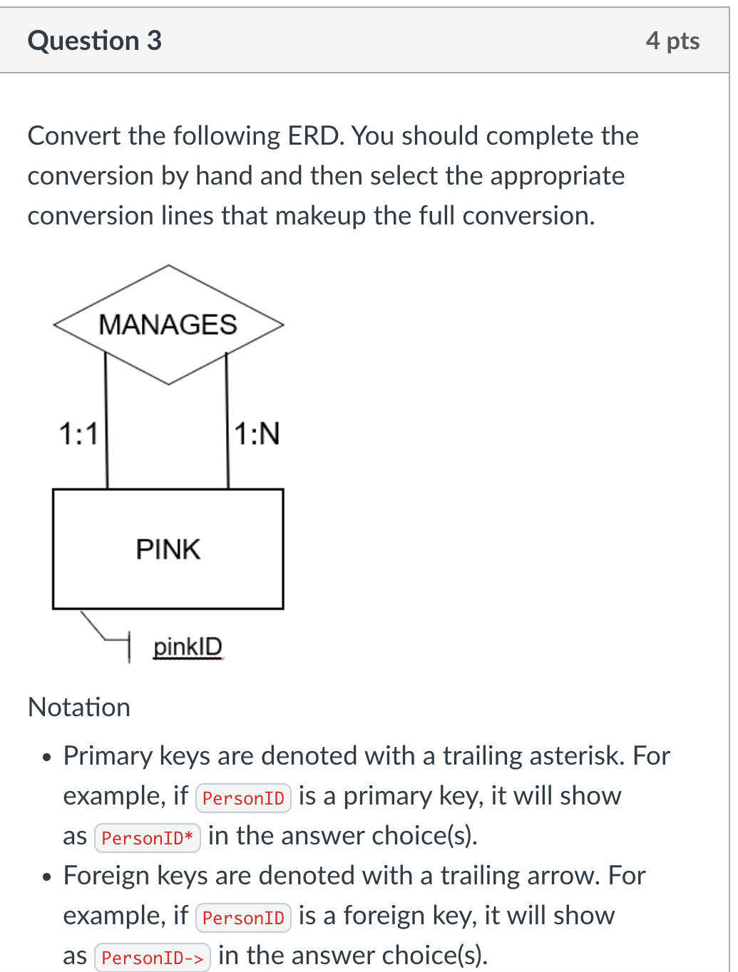 Solved Hello, I am not sure how to answer this ERD question. | Chegg.com