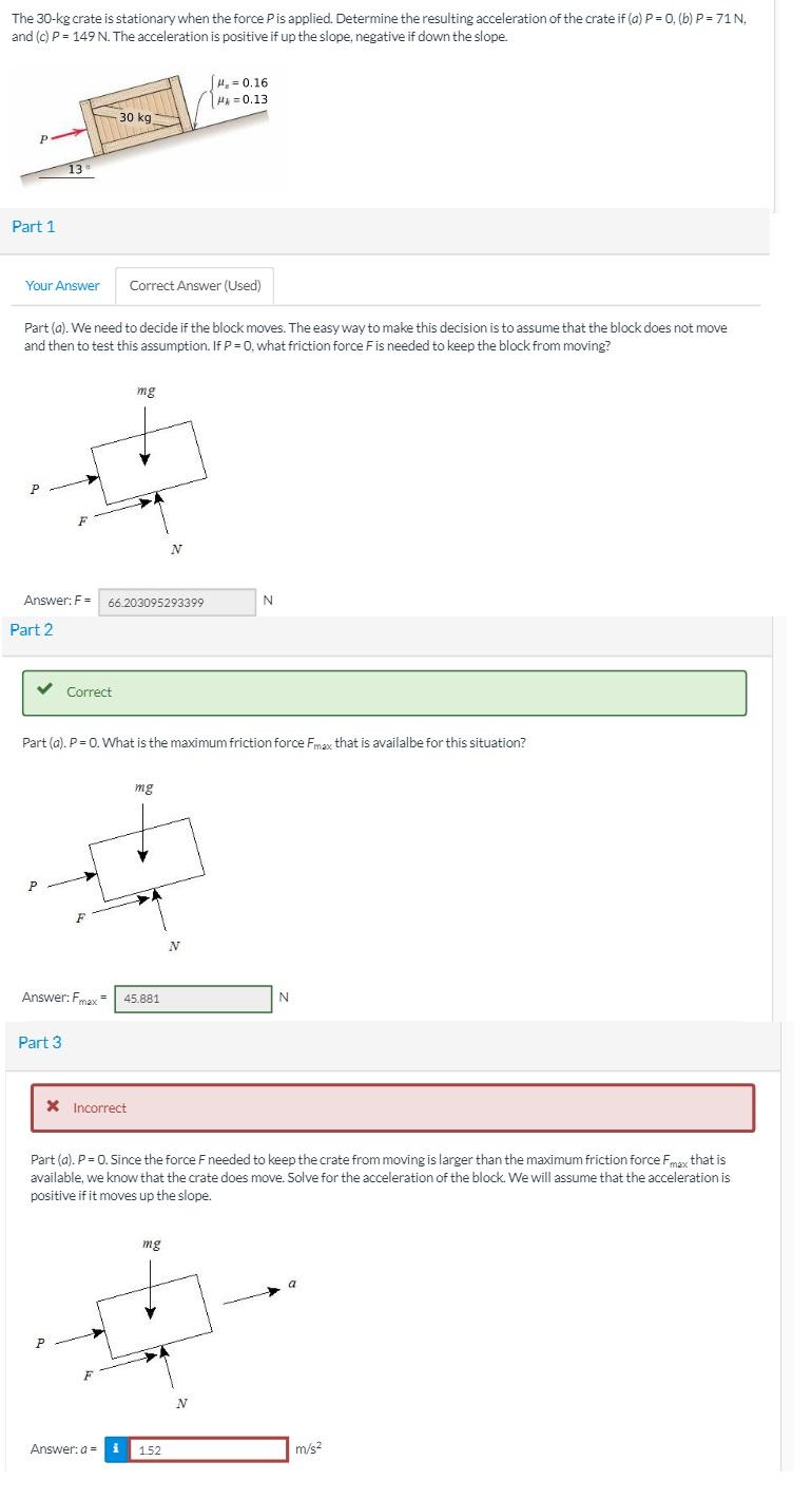 Solved ONLY NEED PART 3 Part (a). P = 0. Since the force F | Chegg.com