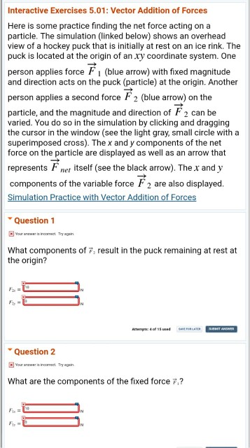 Interactive Exercises 5.01: Vector Addition of Forces | Chegg.com