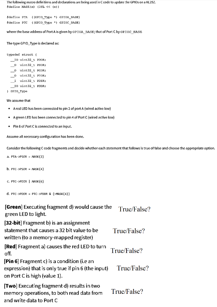Solved The following macro definitions and declarations are | Chegg.com