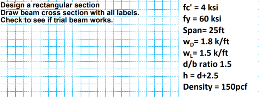 Solved Design a rectangular section Draw beam cross section | Chegg.com