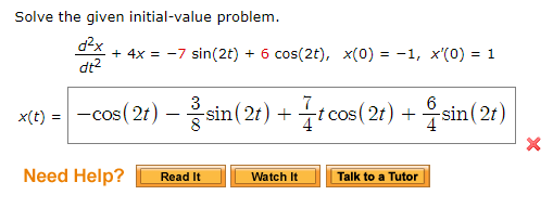 Solved Solve the given initial-value problem. dax + 4x = -7 | Chegg.com