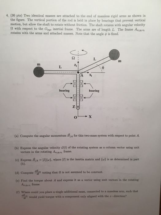 Solved Two identical masses are attached to the end of | Chegg.com