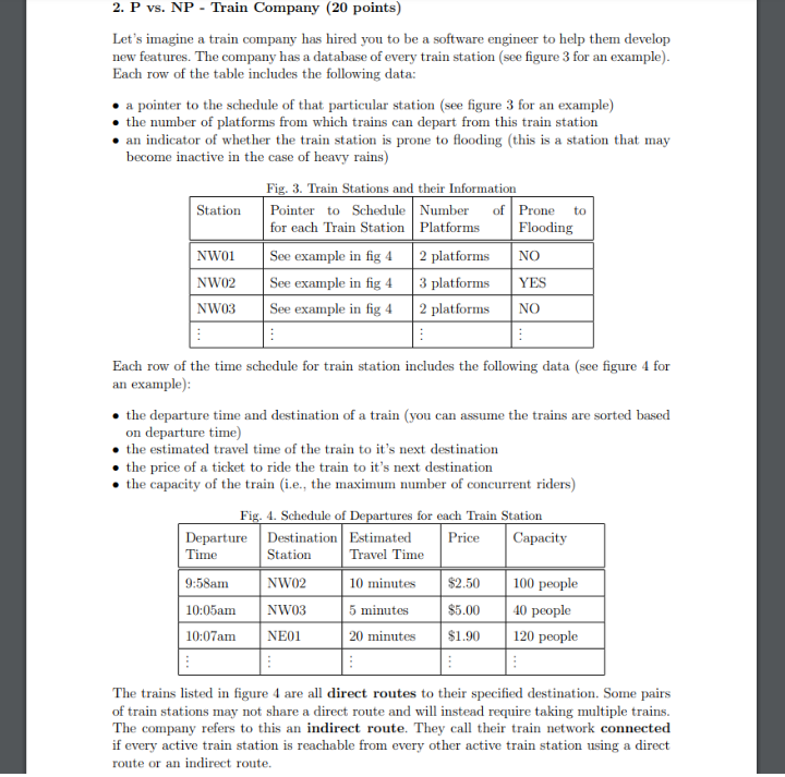 Solved 2. P vs. NP - Train Company (20 points) Let's imagine | Chegg.com