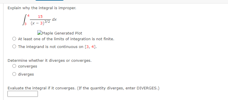 Solved Explain why the integral is improper. ∫34(x−3)3/215dx | Chegg.com