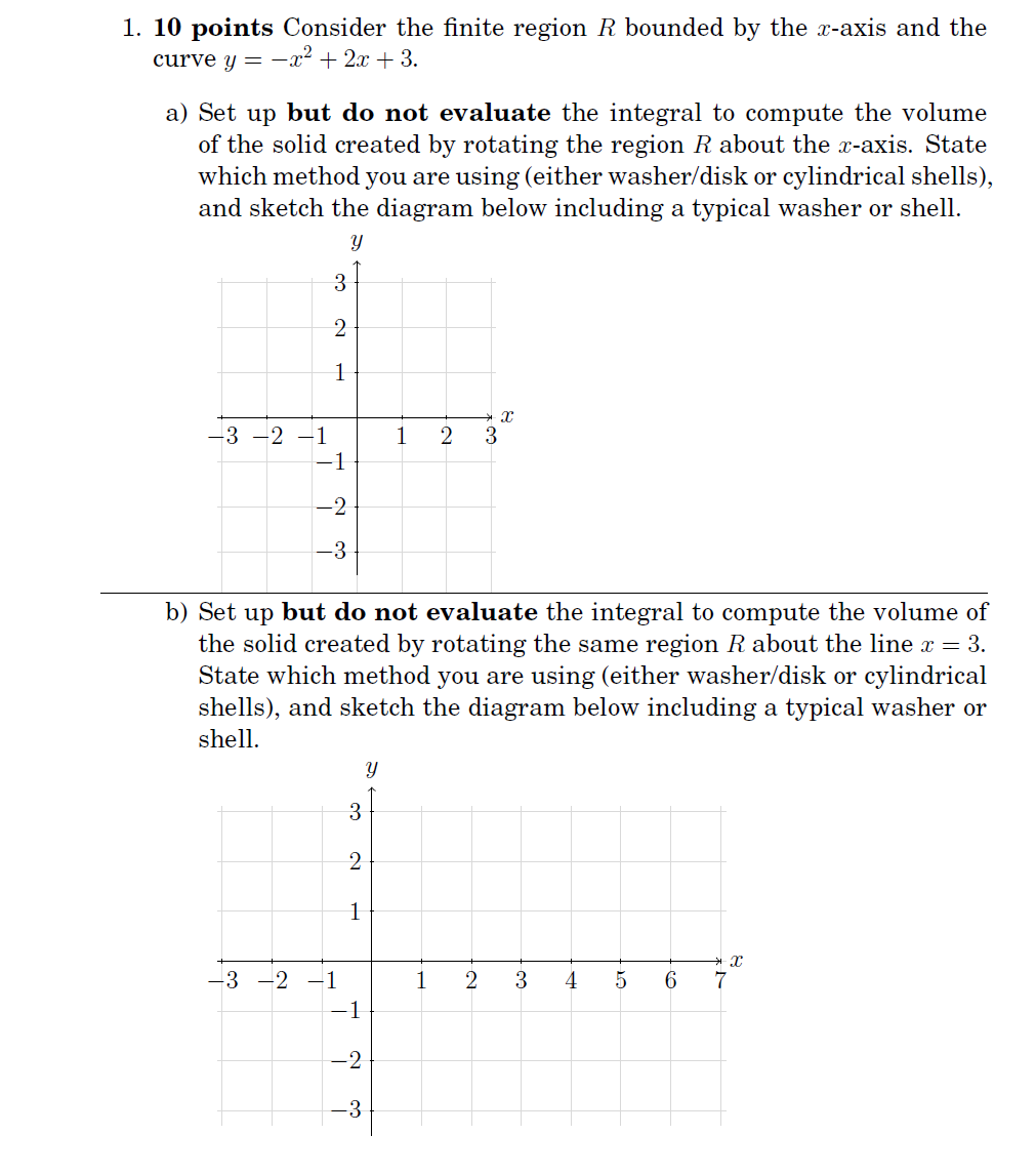 Solved 1. 10 points Consider the finite region R bounded by | Chegg.com