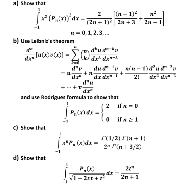 Solved = a) Show that 1 2 (n + 1)2 n2 x2 dx + (2n + 1)2 | 2n | Chegg.com