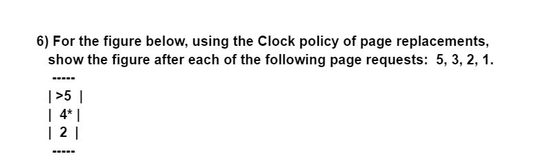Solved 6) For the figure below, using the Clock policy of | Chegg.com
