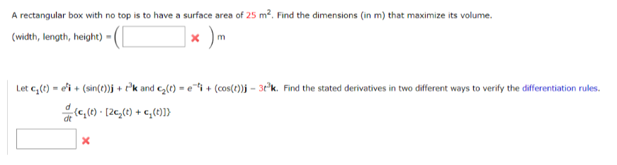 Solved A rectangular box with no top is to have a surface | Chegg.com