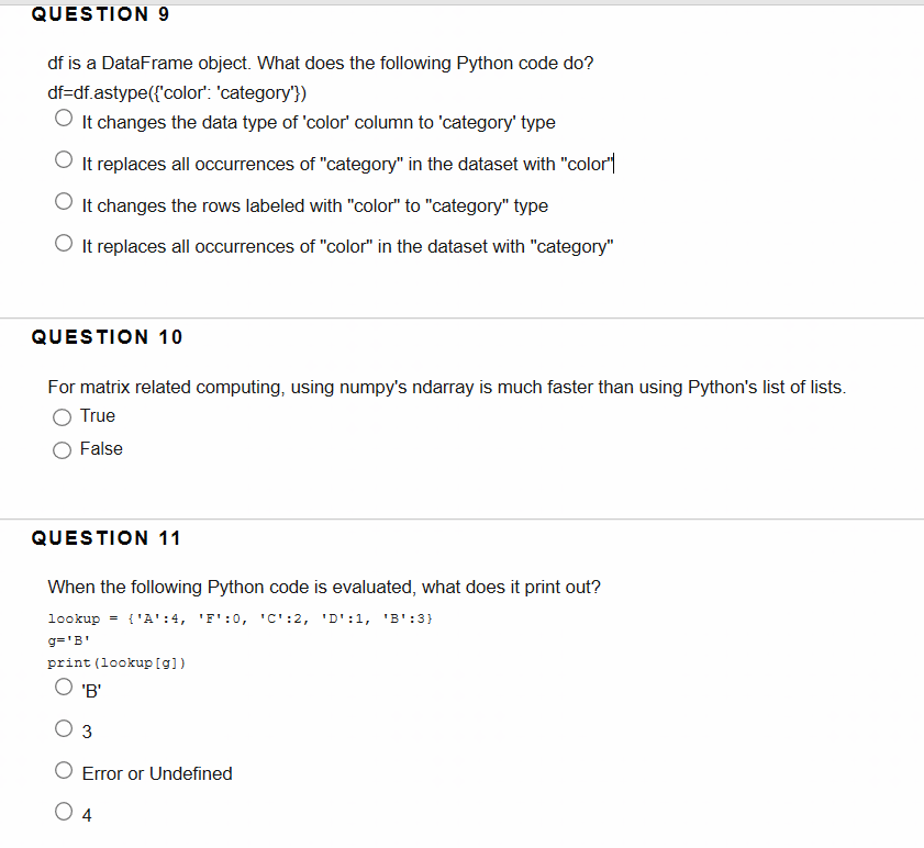 Solved Question 9 Df Is A Dataframe Object What Does The 5086