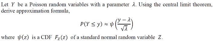 Solved Let Y be a Poisson random variables with a parameter | Chegg.com