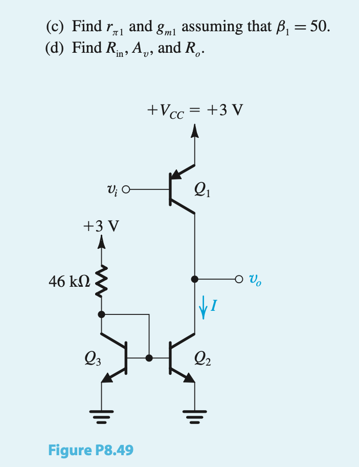 Solved 8.49 Transistor Q, in the circuit of Fig. P8.49 is | Chegg.com