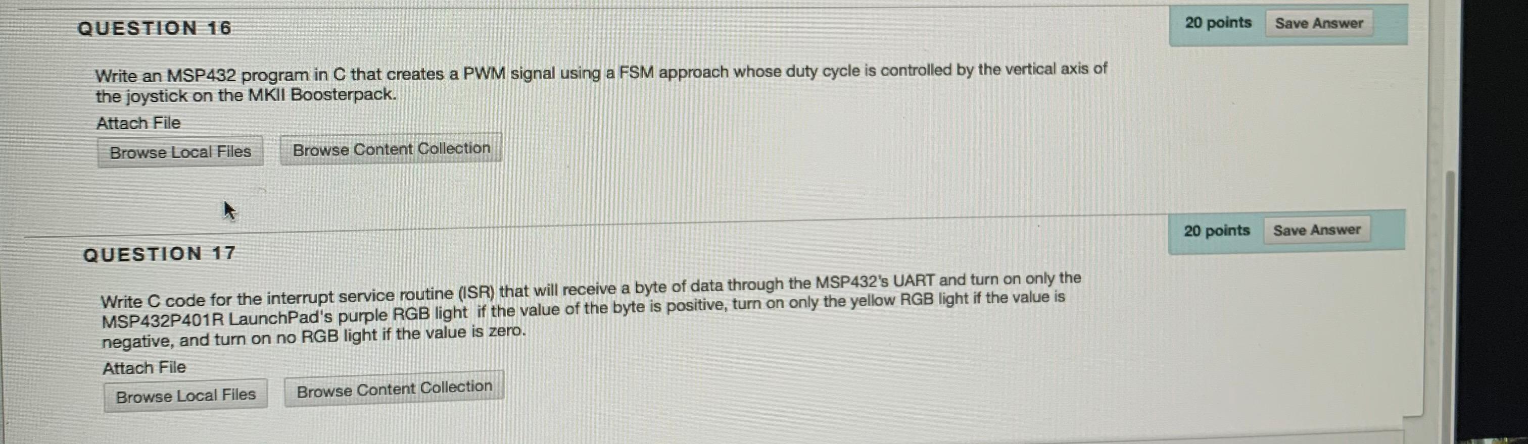 QUESTION 16 20 points Save Answer Write an MSP432 | Chegg.com