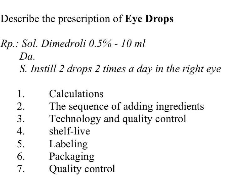 Solved Describe the prescription of Eye Drops Rp.: Sol. | Chegg.com