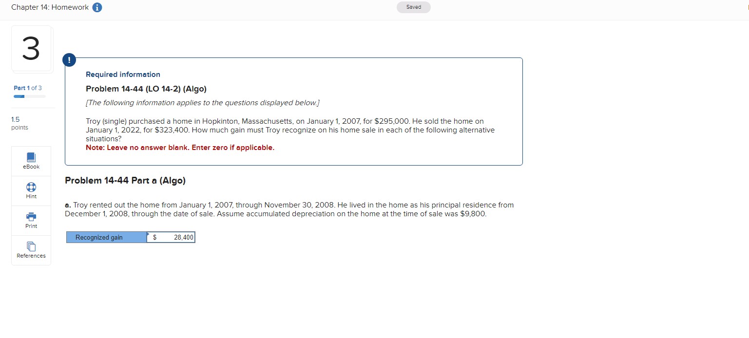 Solved ! Required information Problem 14-44 (LO 14-2) (Algo) | Chegg.com