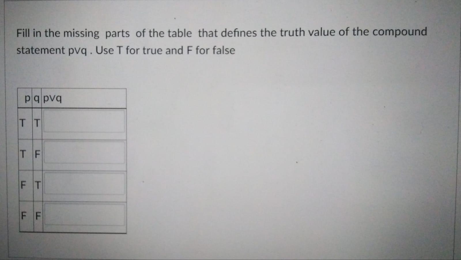 Solved Fill in the missing parts of the table that defines | Chegg.com