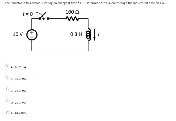 Solved Inductor In This Circuit Is Storing No Energy At Time