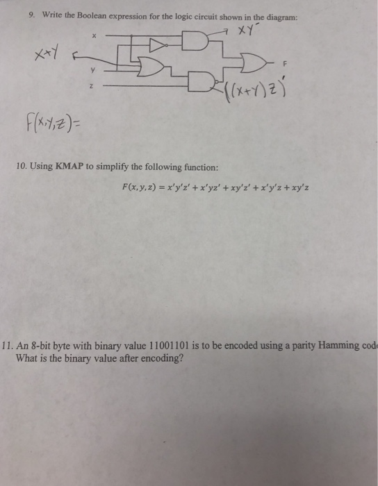 Solved 9. Write the Boolean expression for the logic circuit | Chegg.com