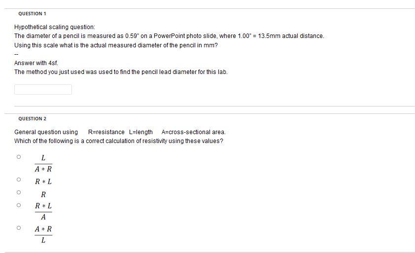 Solved Resistivity of a Pencil Lead A Objectives: Use | Chegg.com