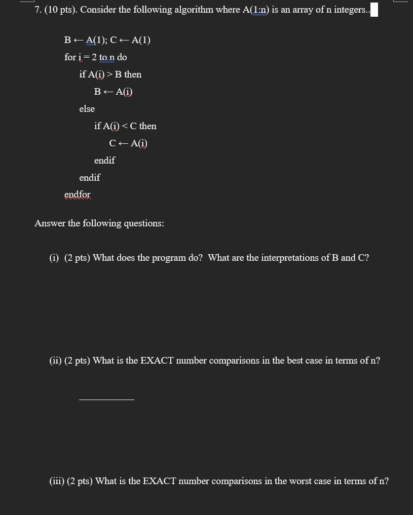 Solved 710 Pts Consider The Following Algorithm Where 