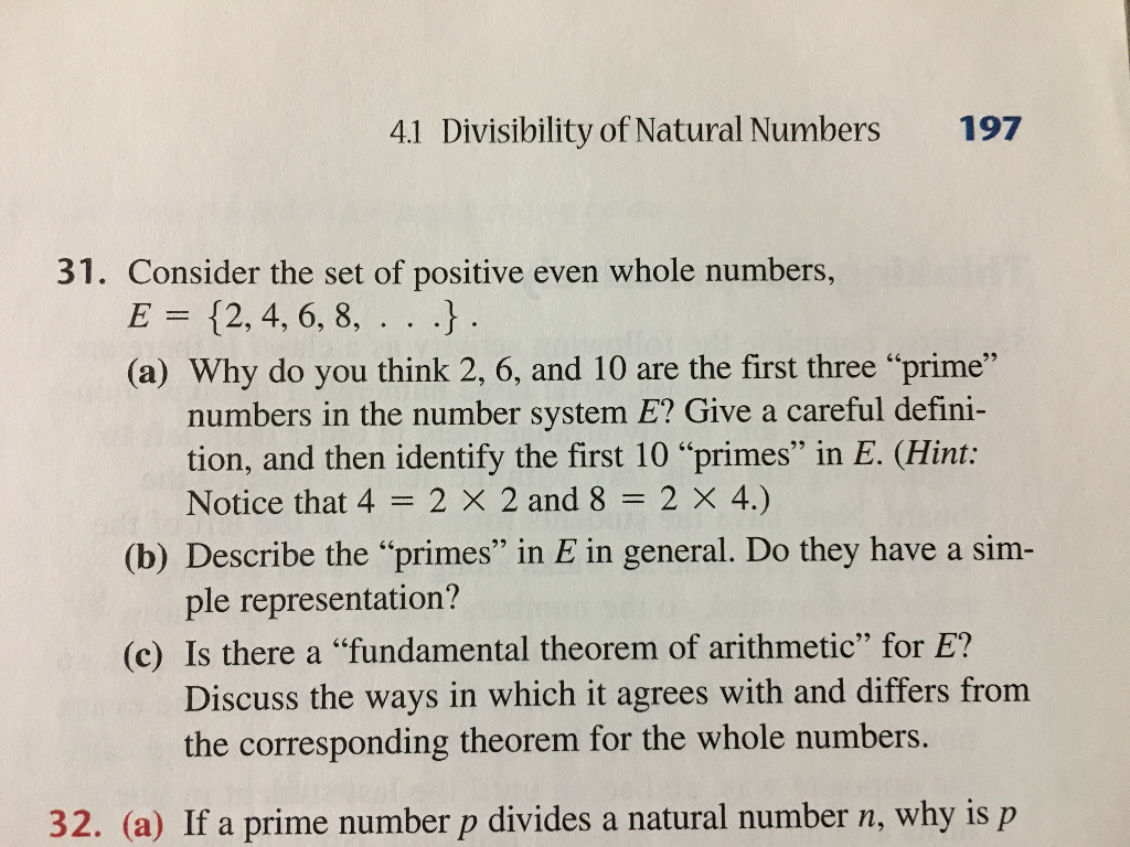 Solved 4.1 Divisibility of Natural Numbers 197 31. Consider | Chegg.com