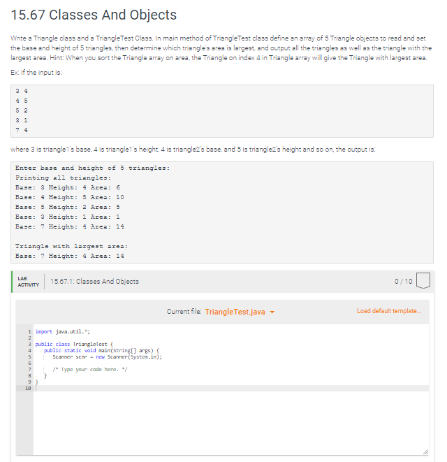 Solved 15.67 Classes And Objects Write a Triangle class and | Chegg.com
