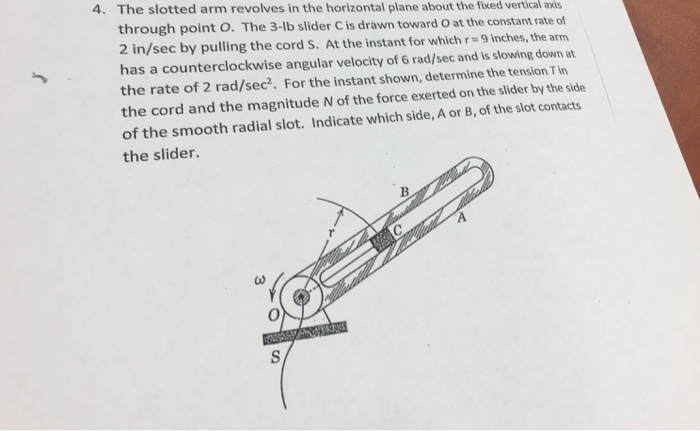 Solved The slotted arm revolves in the horizontal plane | Chegg.com