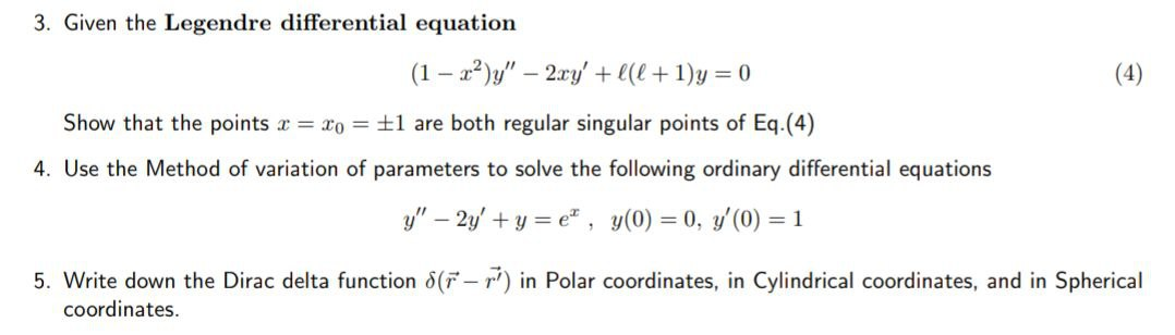Solved 3. Given the Legendre differential equation | Chegg.com