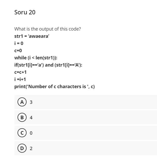 Solved Soru 20 What is the output of this code? str1 | Chegg.com