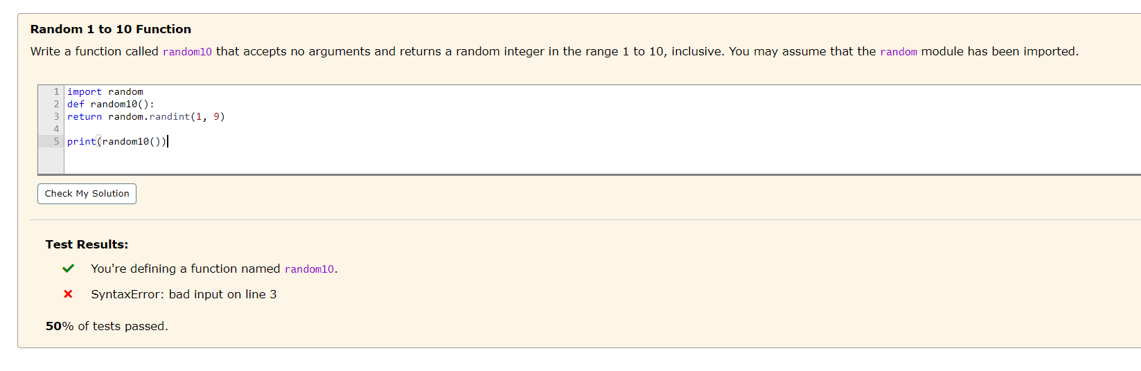 Solved Random 1 to 10 Function Write a function called | Chegg.com