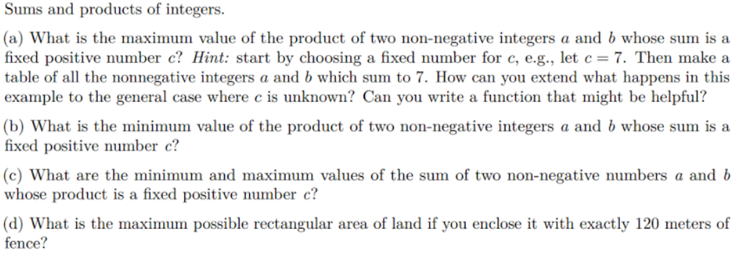 Solved Sums and products of integers. (a) What is the | Chegg.com