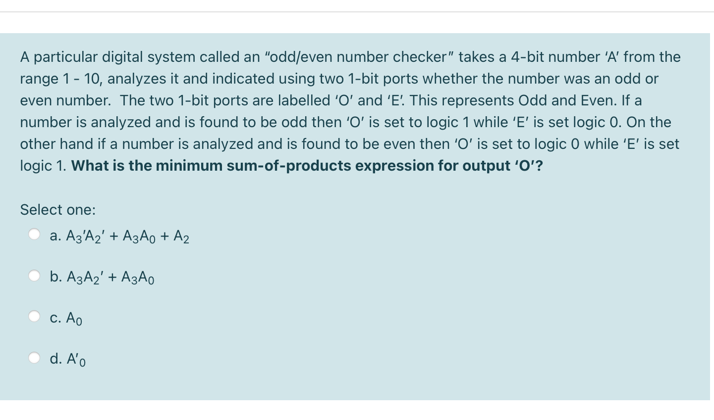 Solved A particular digital system called an "odd/even | Chegg.com