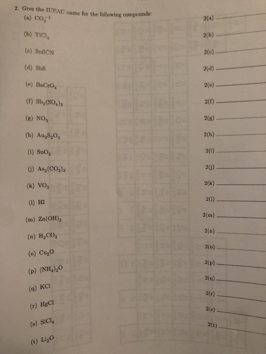 Solved 1. Give the formula for the following compounds: (a) | Chegg.com