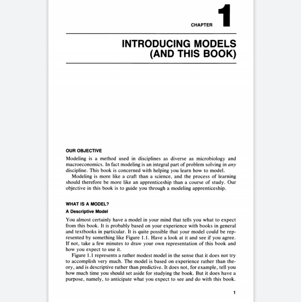 1 CHAPTER INTRODUCING MODELS (AND THIS BOOK) OUR | Chegg.com