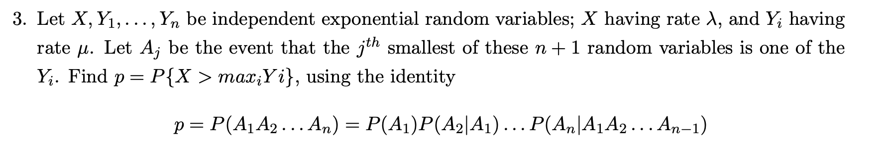 Solved Let x,Y1,dots,Yn ﻿be independent exponential random | Chegg.com