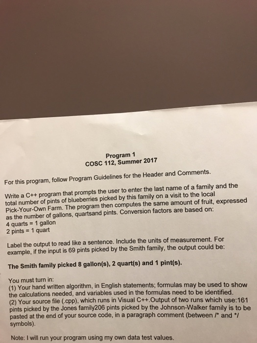 Solved For this program, follow Program Guidelines for the | Chegg.com