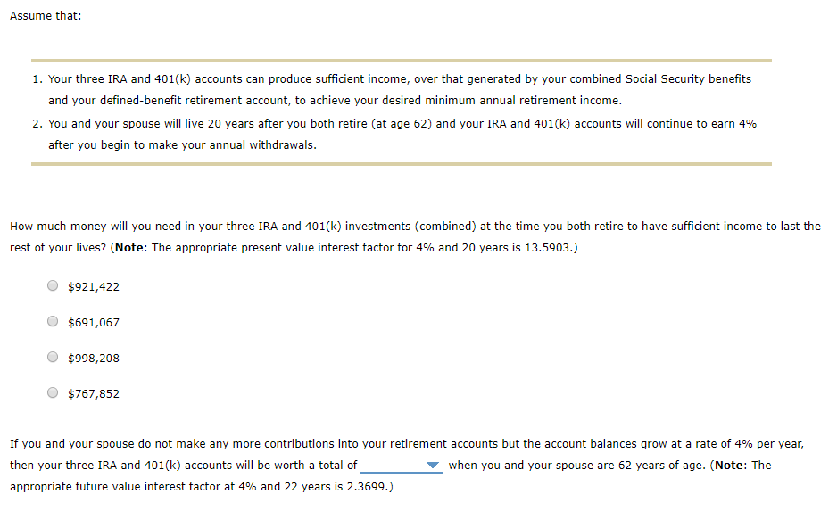 1. Apply What You've Learned - Retirement Planning | Chegg.com