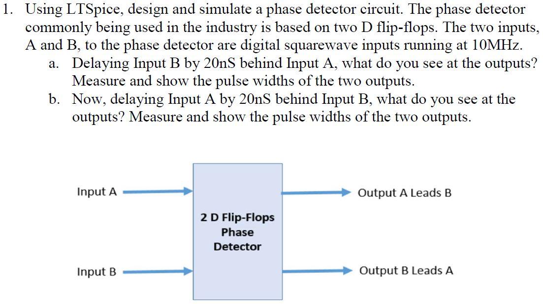Using LTSpice, design and simulate a phase detector | Chegg.com Using LTSpice, design and simulate a phase detector | Chegg.com