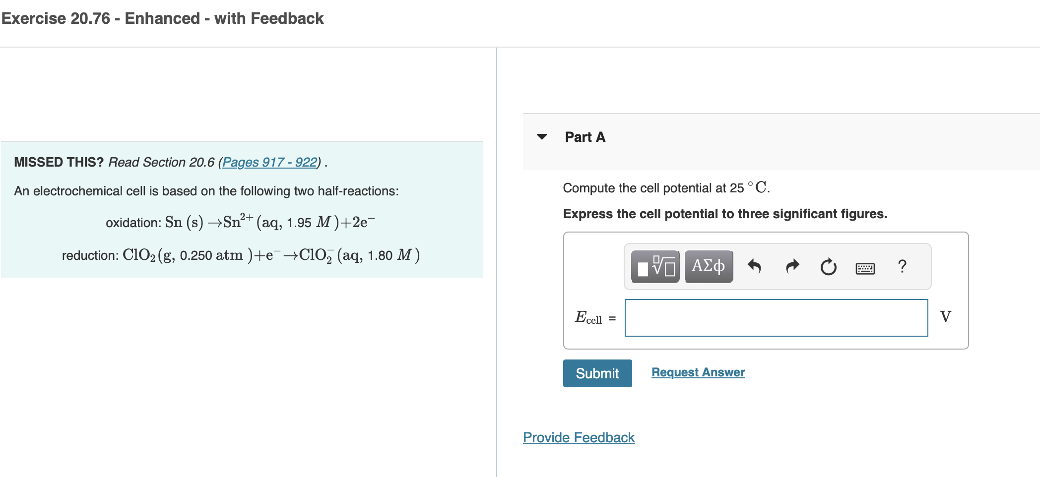 Solved Exercise 20.76 - Enhanced - with Feedback MISSED | Chegg.com