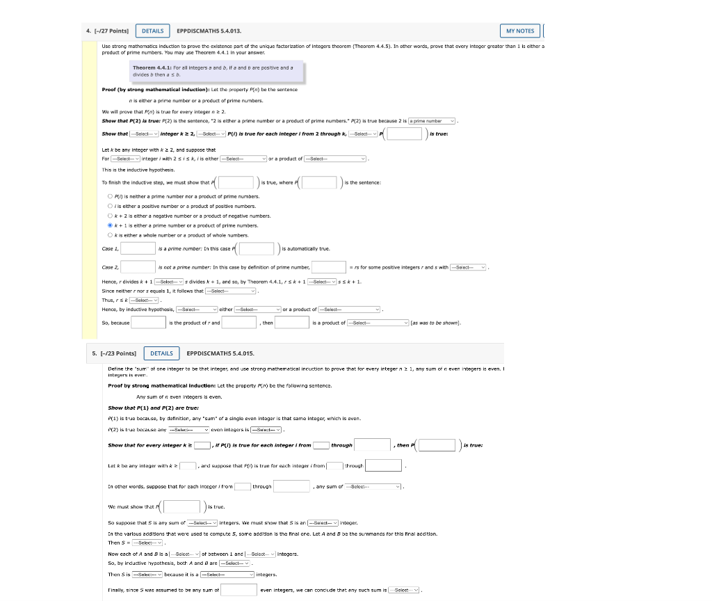 Solved Use strong mathematics induction to prove the | Chegg.com