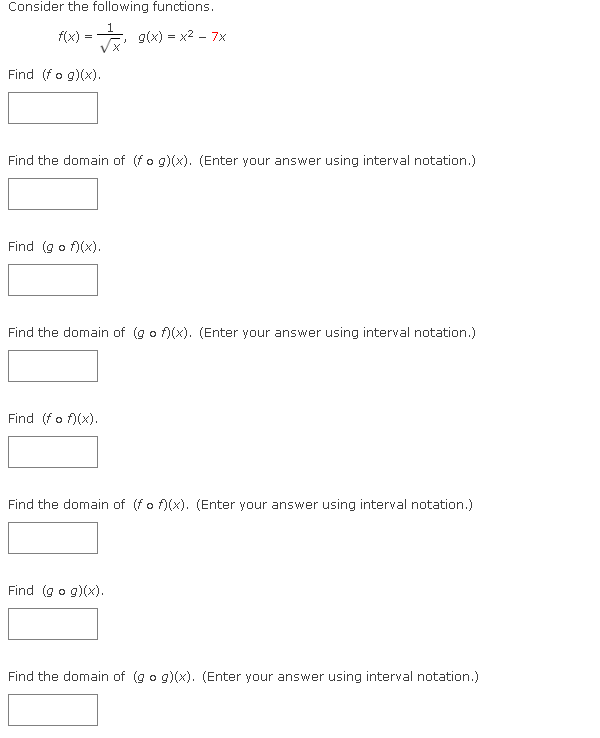 Solved Consider the following functions. f(x)=x1,g(x)=3x+6 | Chegg.com